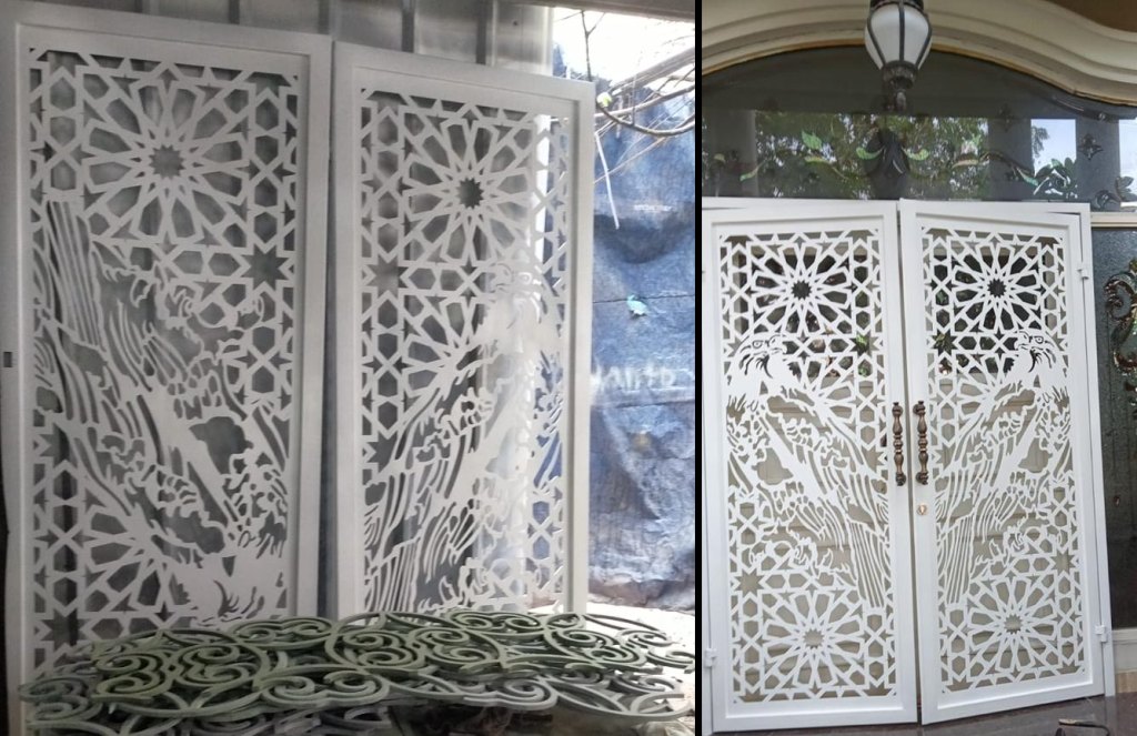 Harga Pembuatan Pintu Besi dan Kayu - Konsep Pintu Laser Cutting